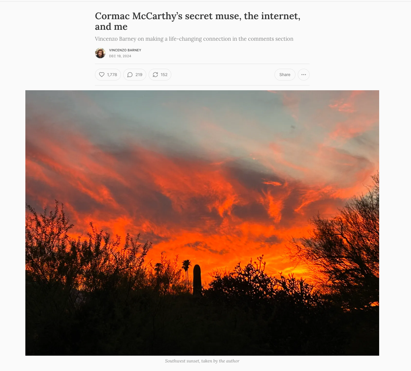Cormac McCarthy's Secret (Teenage) Muse